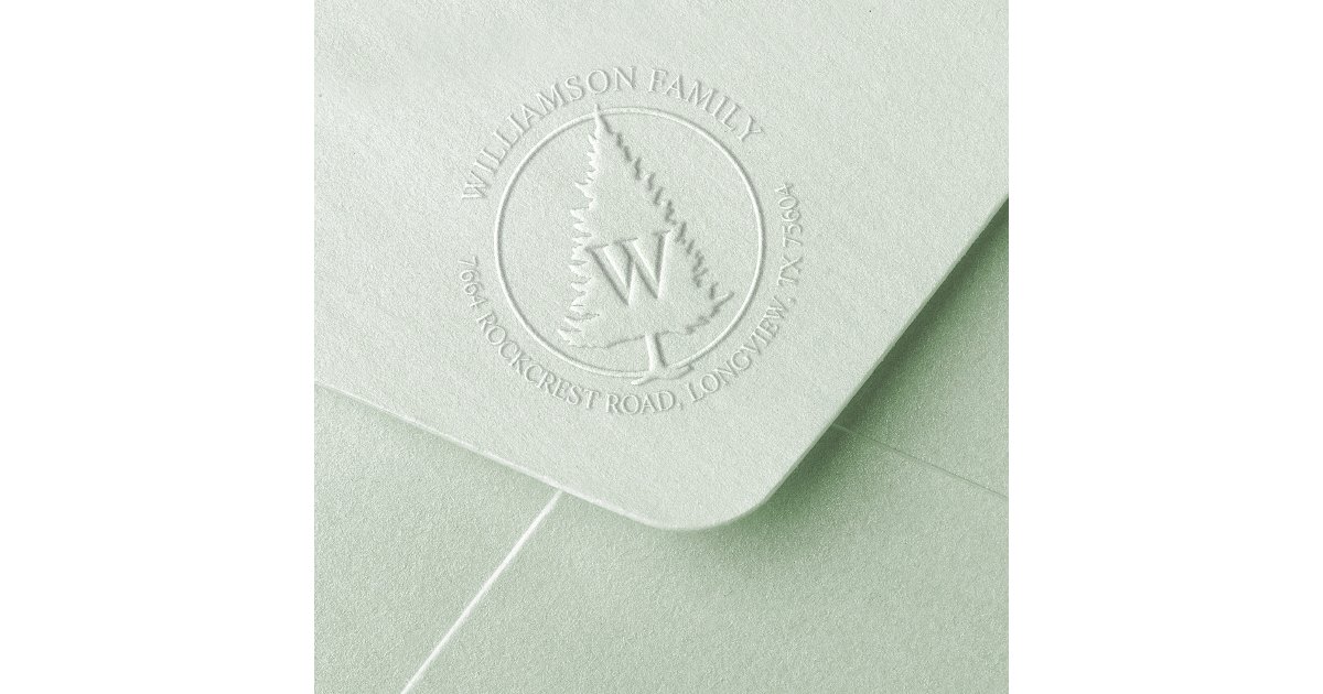 Personalized Family Name & Address Pine Tree Embosser | Zazzle