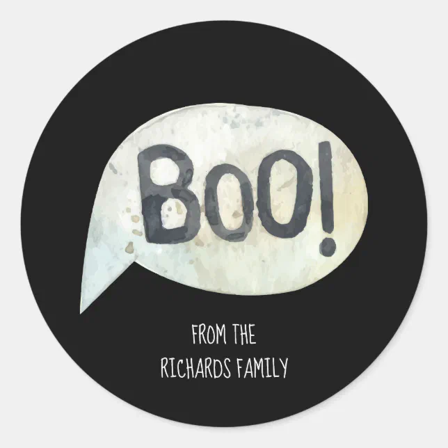 Personalized Family Name Boo Halloween Classic Round Sticker | Zazzle