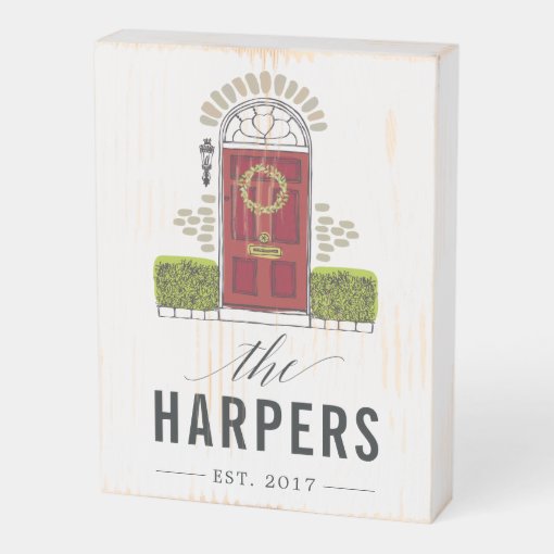 Personalized Family Name Christmas Holiday Wooden Box Sign | Zazzle