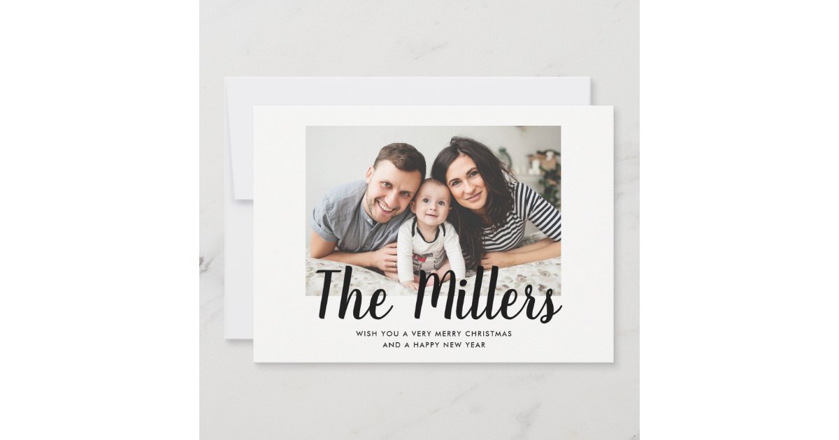 Personalized Family Name Holiday Photo Card | Zazzle