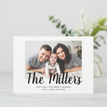 Personalized Family Name Holiday Photo Card | Zazzle