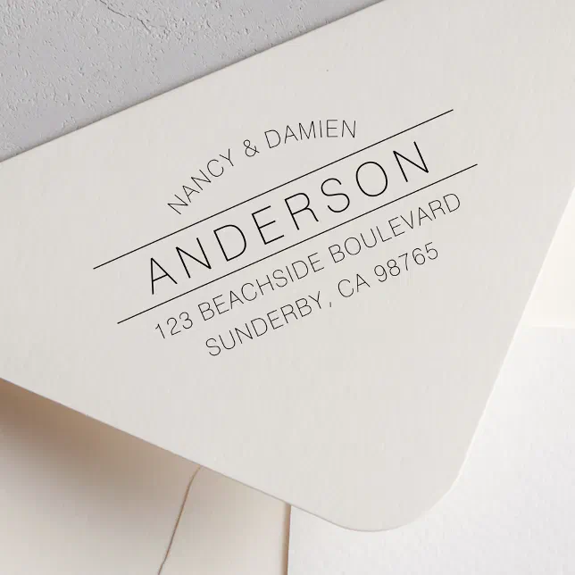 Personalized Family Name Modern Return Address Self-inking Stamp | Zazzle