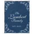 Personalized family name navy blue fleece blanket | Zazzle