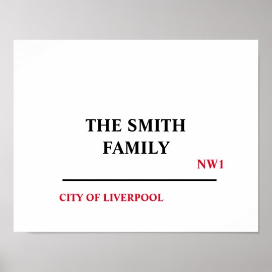 Personalized Family Name Street Sign Wall Poster | Zazzle.com