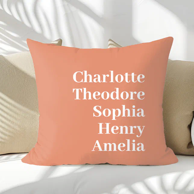 Personalized Family Names Custom Throw Pillow | Zazzle