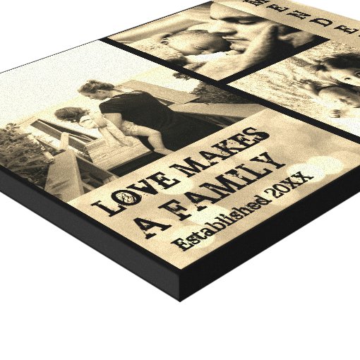 Personalized family photo collage with custom text canvas print | Zazzle