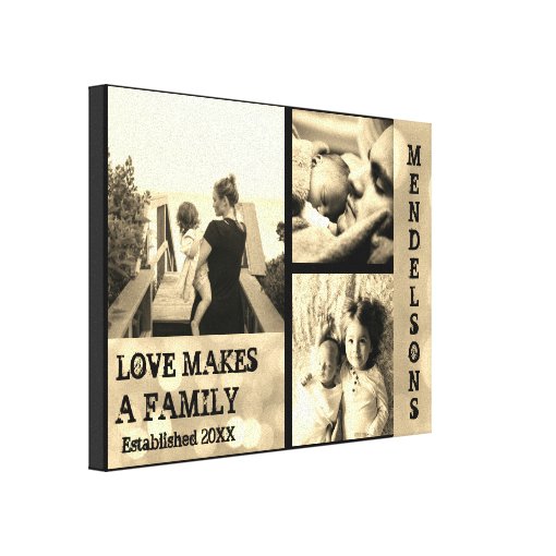 Personalized family photo collage with custom text canvas print | Zazzle