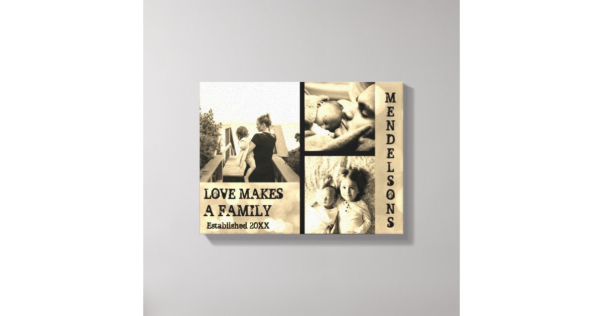 Personalized family photo collage with custom text canvas print | Zazzle