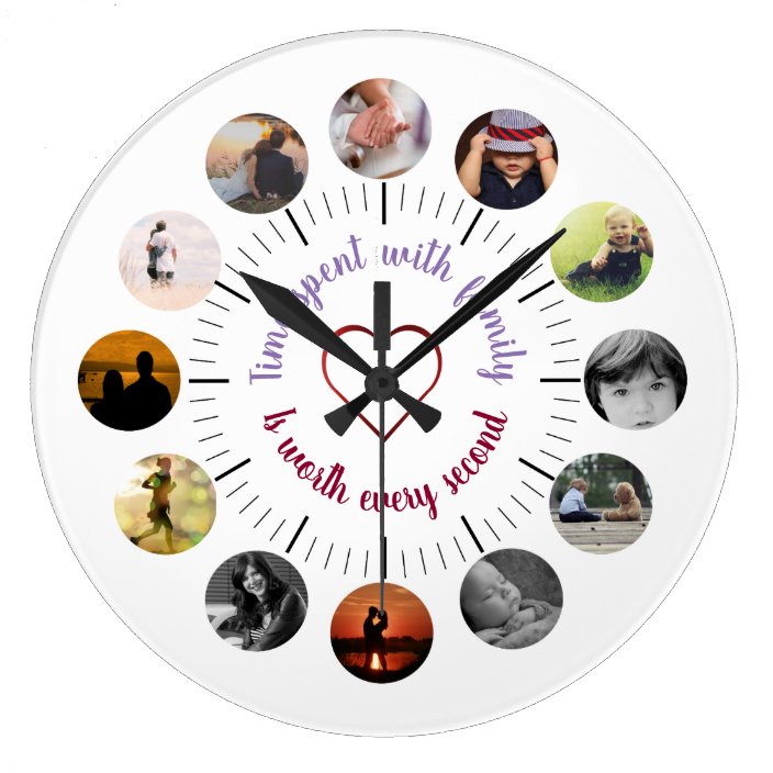 Personalized Family Photo Wall Clock With Quote | Zazzle.com