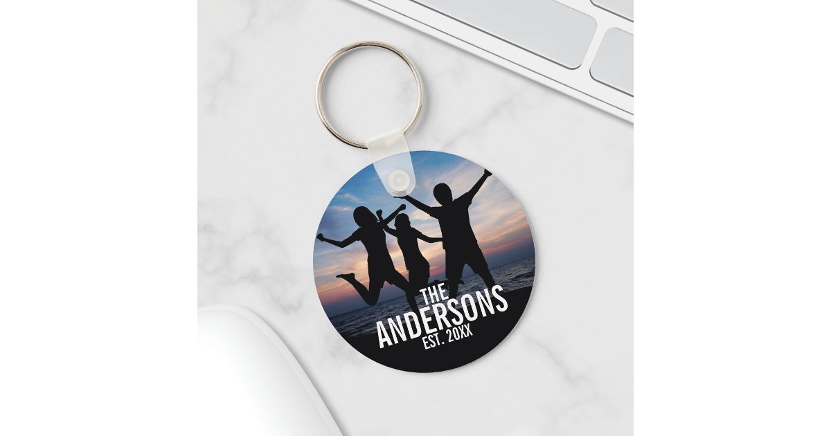 Personalized Family Photo with Family Name Keychain | Zazzle