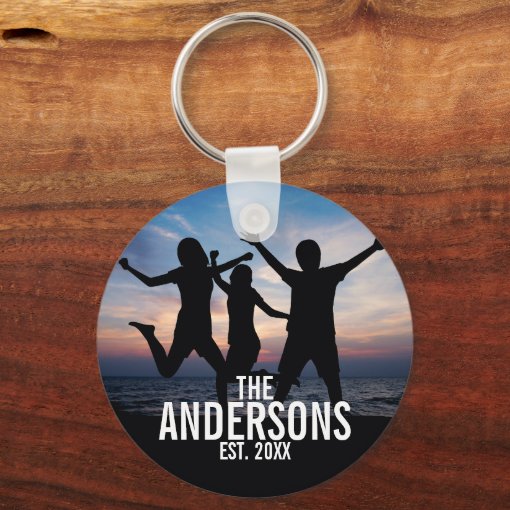 Personalized Family Photo with Family Name Keychain | Zazzle