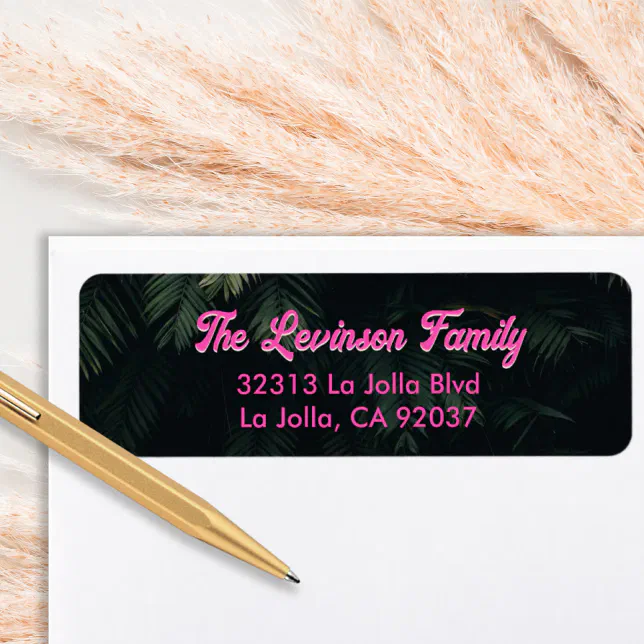 Personalized Family Pink Tropical Return Address Label | Zazzle
