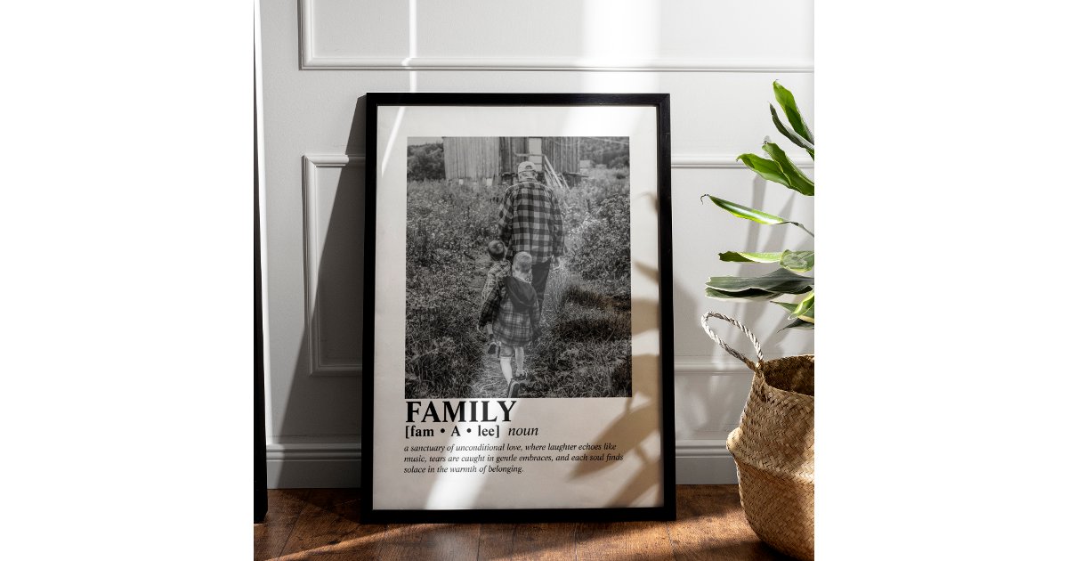 Personalized Family Portrait Custom Message Photo Poster | Zazzle