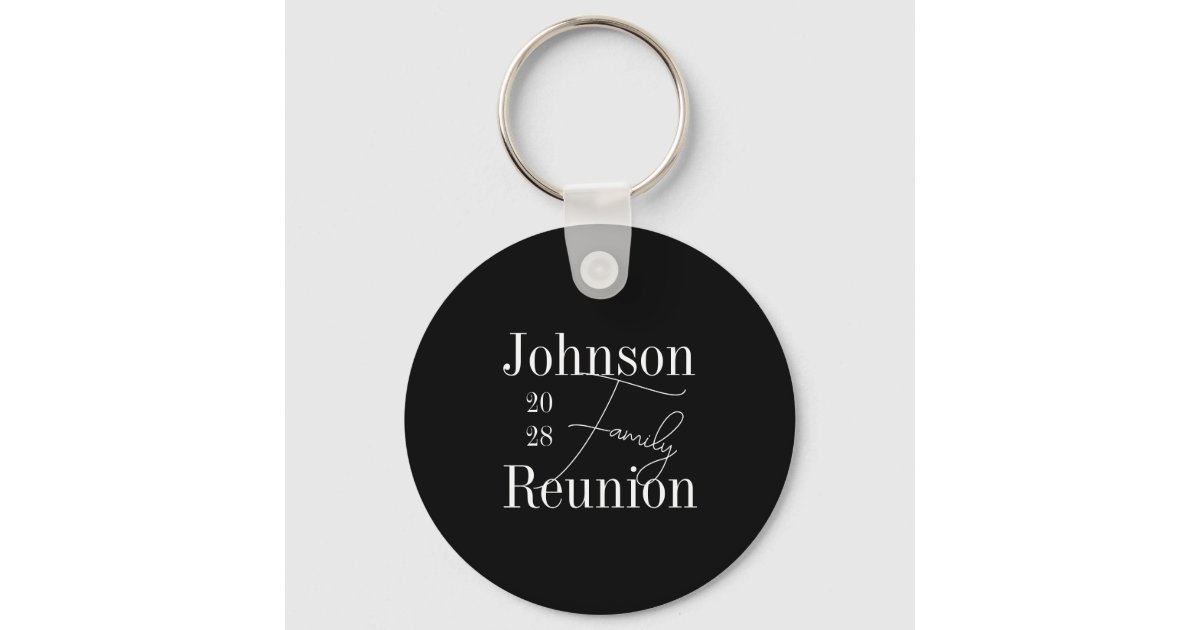 Personalized Family Reunion Black White Keepsake Keychain | Zazzle