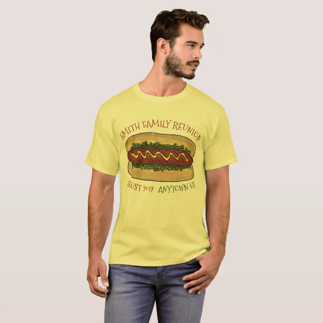 Personalized Family Reunion Cookout Picnic Hot Dog T-Shirt | Zazzle