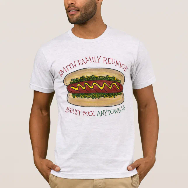 Personalized Family Reunion Cookout Picnic Hot Dog T-Shirt | Zazzle