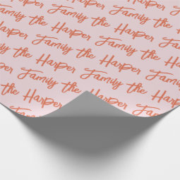 Personalized Family Signature Modern Script Pink Wrapping Paper | Zazzle