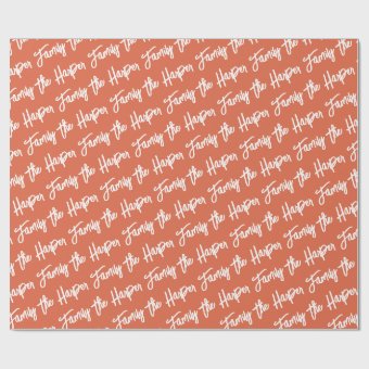 Personalized Family Signature Modern Script Red Wrapping Paper | Zazzle