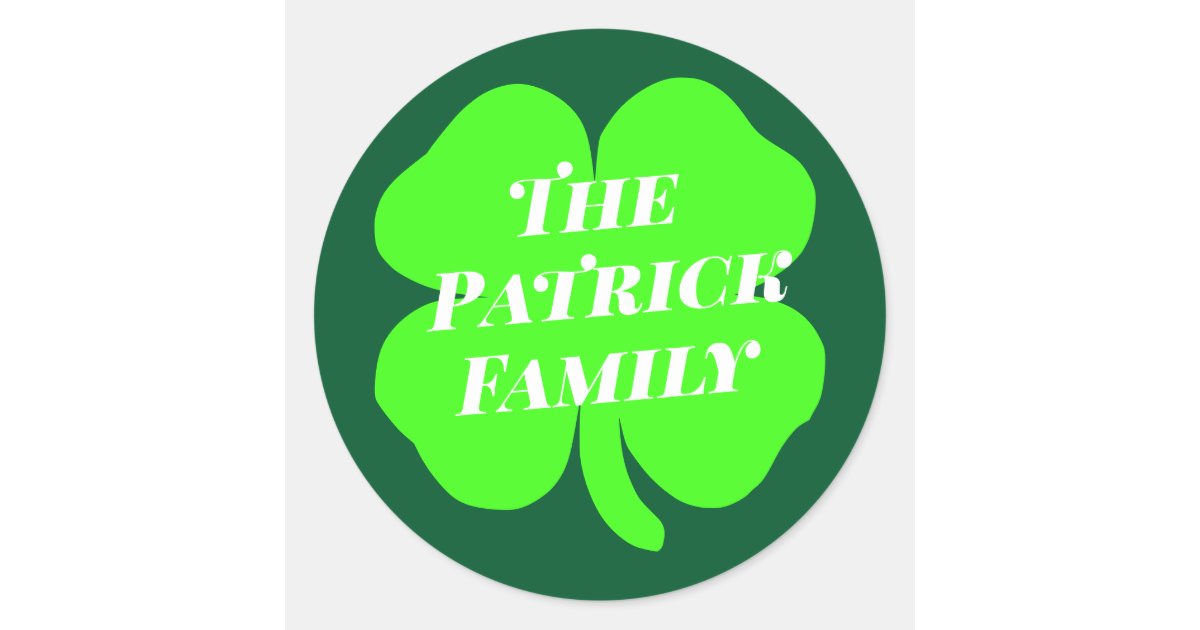 Personalized Family Signature Shamrock Green Classic Round Sticker | Zazzle