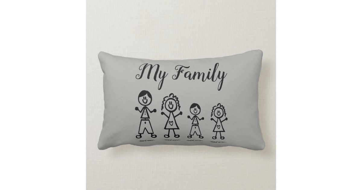 Personalized Family Stick Figure Pillow | Zazzle.com