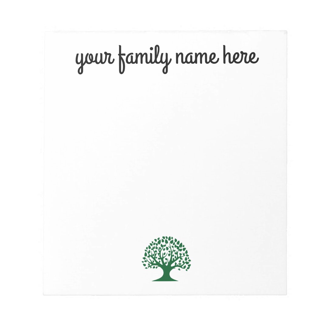 Personalized Family Tree Notepad | Zazzle
