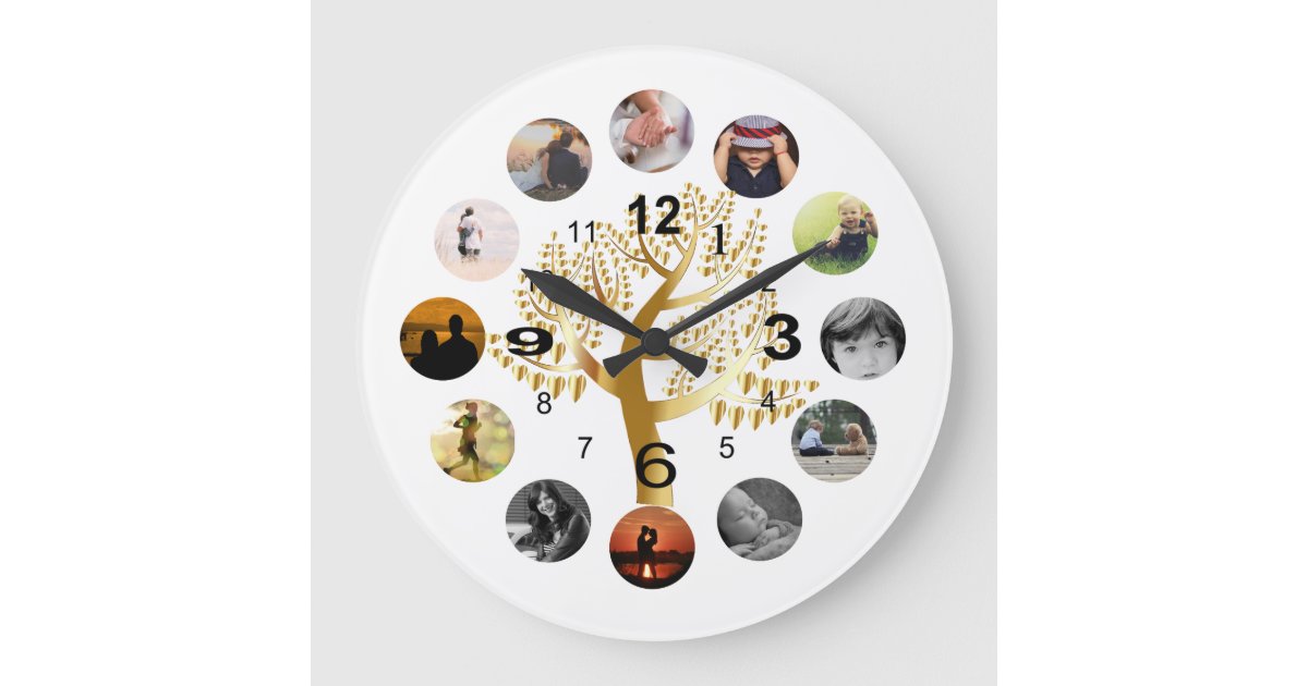 Personalized Family Tree Wall Clock With Photos | Zazzle