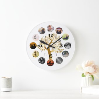 Personalized Family Tree Wall Clock With Photos | Zazzle