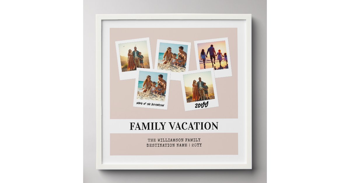 Personalized Family Vacation Modern Snapshot Style Peel And Stick Photo ...