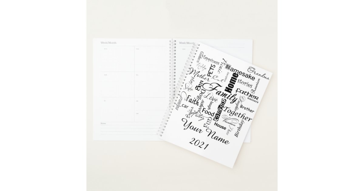 Personalized Family words Planner | Zazzle
