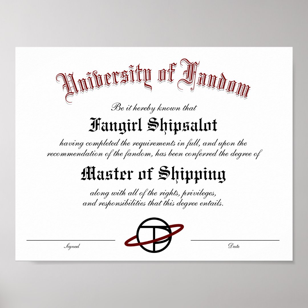 Personalized Fandom Diploma Poster | Zazzle
