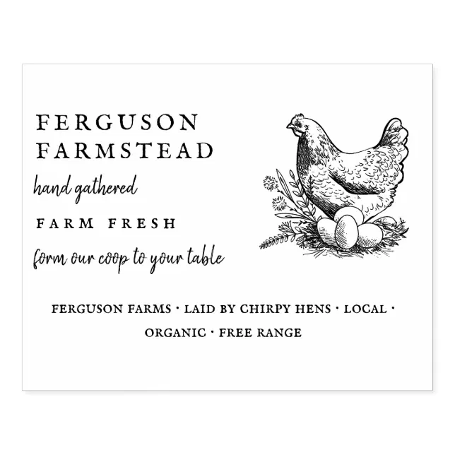 Personalized Farm Fresh Egg Rustic Custom Chicken Rubber Stamp | Zazzle