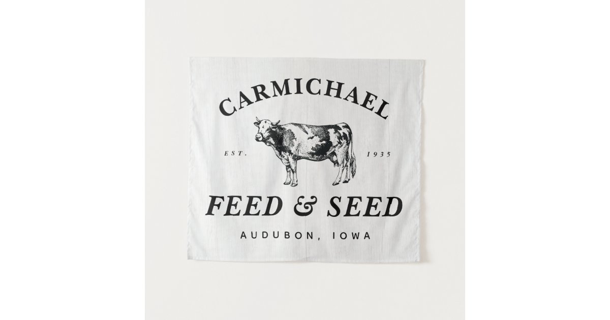 Personalized Farmhouse Style Feed & Seed Banner Tapestry | Zazzle