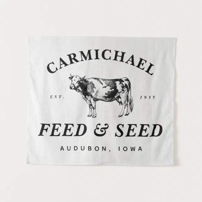 Personalized Farmhouse Style Feed & Seed Banner Tapestry | Zazzle