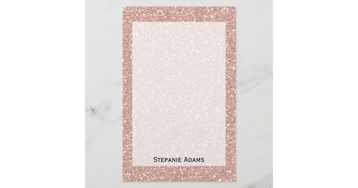 Personalized Faux Rose Gold Glitter Stationery | Zazzle