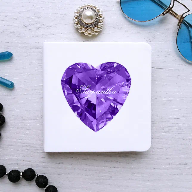 Personalized Faux Shiny Amethyst Purple Gemstone Sticker | Zazzle