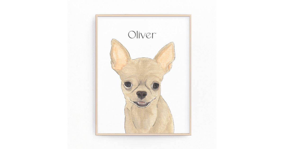 Personalized Fawn Tan Short Haired Chihuahua Art Photo Print | Zazzle