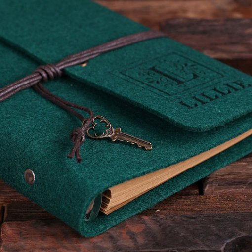 Personalized Felt Notebook & Pen - Hunter Green | Zazzle