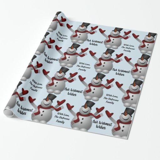 Personalized Festive Snowmen Wrapping Paper | Zazzle