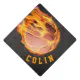 Personalized Fiery Basketball Graduation Cap Topper | Zazzle