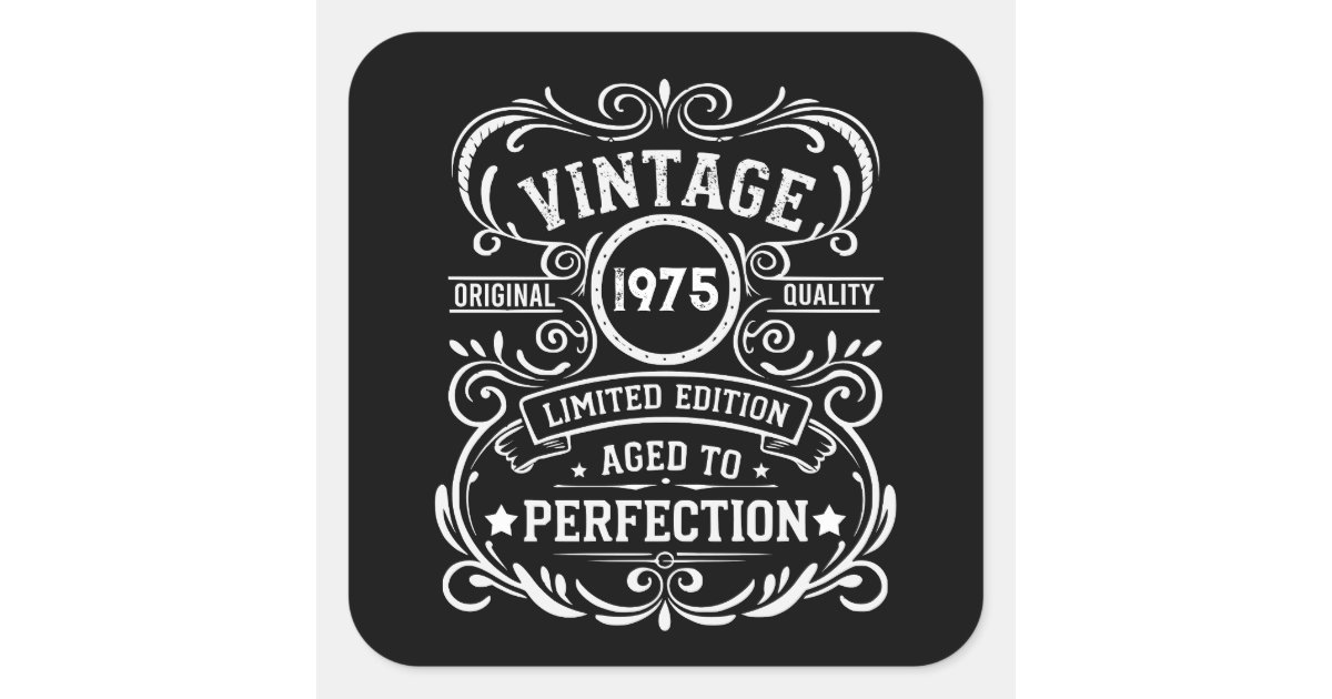 Personalized fifty vintage 50th birthday party square sticker | Zazzle