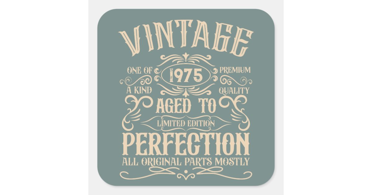 Personalized fifty vintage 50th birthday party square sticker | Zazzle