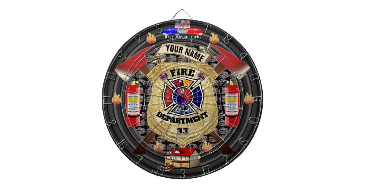 Personalized Fire Department Dart Board | Zazzle