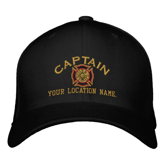 Personalized Firefighter Captain Cap Embroidery | Zazzle