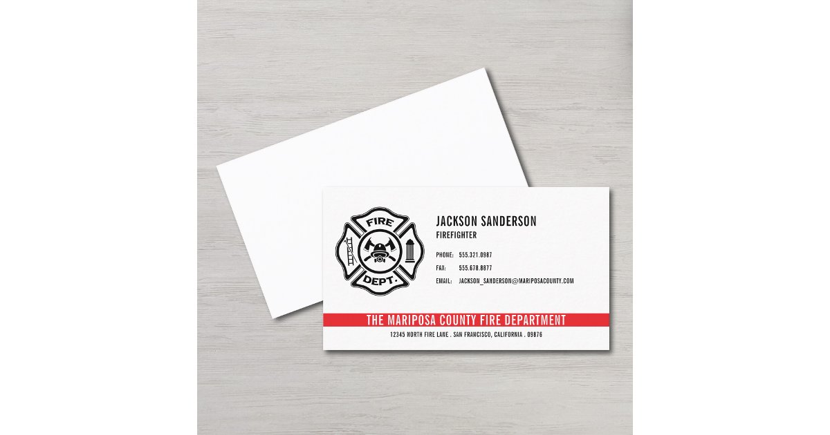 Personalized Firefighter Fire Department Logo Business Card | Zazzle