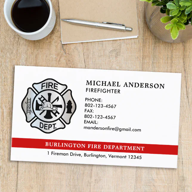 Personalized Firefighter Fire Department Logo Business Card | Zazzle