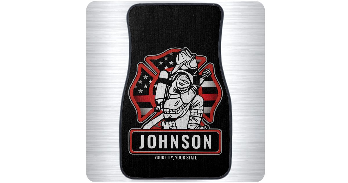 Personalized Firefighter Fire Dept Patriotic Flag Car Floor Mat | Zazzle