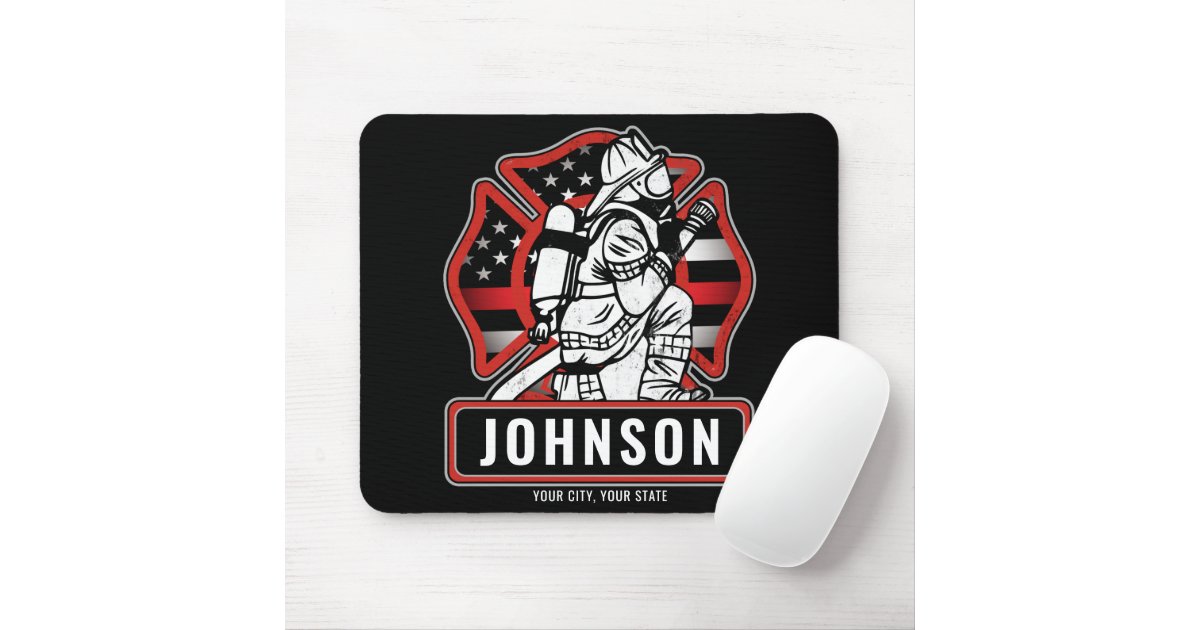 Personalized Firefighter Fire Dept Patriotic Flag Mouse Pad | Zazzle