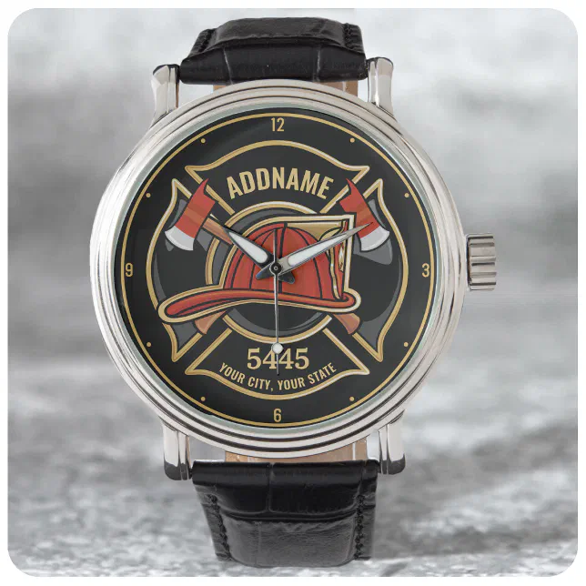 Personalized Firefighter Fireman Fire Department Watch | Zazzle