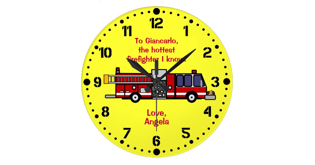 Personalized Firefighter Gift Firetruck Wall Clock | Zazzle.com