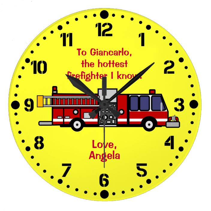Personalized Firefighter Gift Firetruck Wall Clock | Zazzle.com